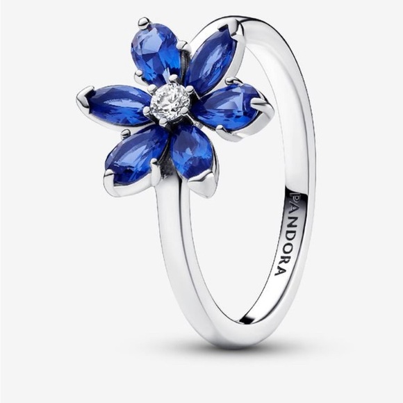 Pandora | Jewelry | Pandora Authentic Blue Flower Ring | Poshmark